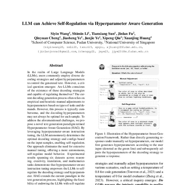 LLM can Achieve Self-Regulation via Hyperparameter Aware Generation - ACL Anthology