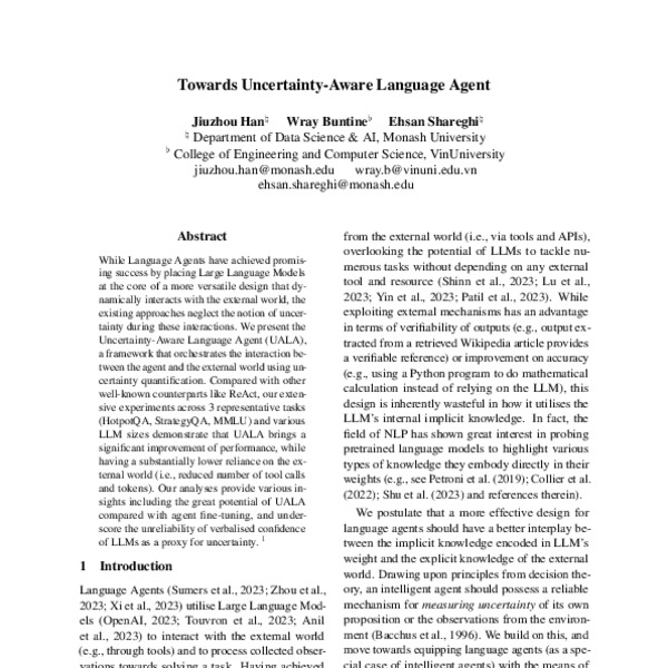 Towards Uncertainty-Aware Language Agent - ACL Anthology