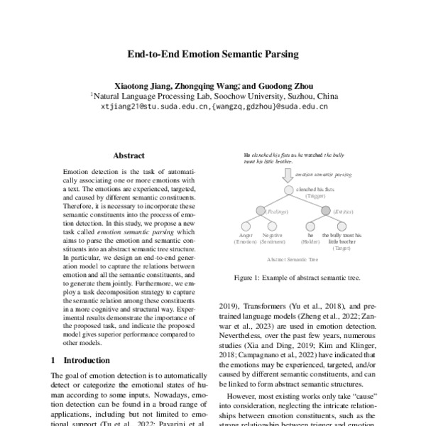 End To End Emotion Semantic Parsing Acl Anthology