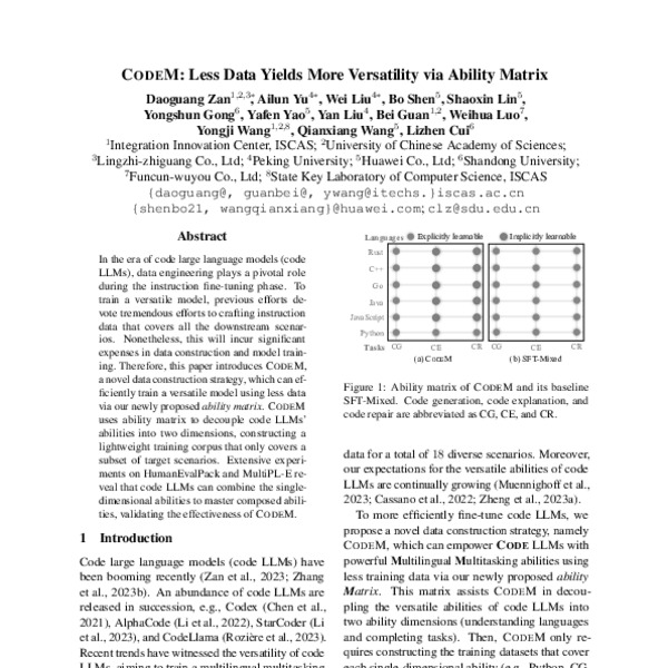 CodeM: Less Data Yields More Versatility via Ability Matrix - ACL Anthology