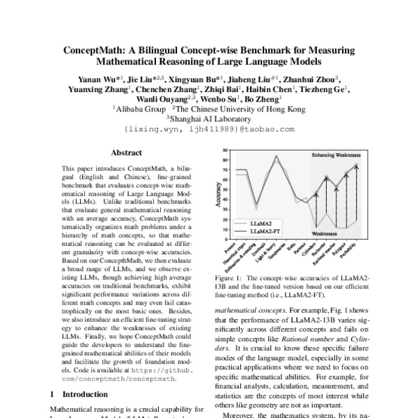 ConceptMath: A Bilingual Concept-wise Benchmark for Measuring Mathematical Reasoning of Large ...