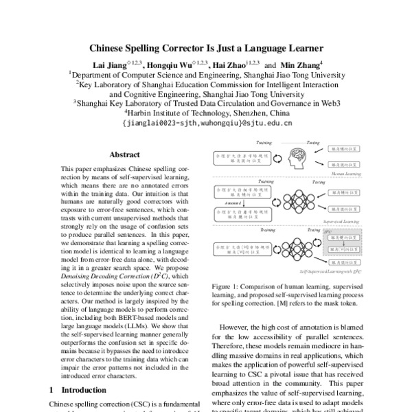 Chinese Spelling Corrector Is Just a Language Learner - ACL Anthology