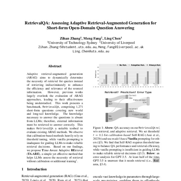 Retrievalqa Assessing Adaptive Retrieval Augmented Generation For Short Form Open Domain