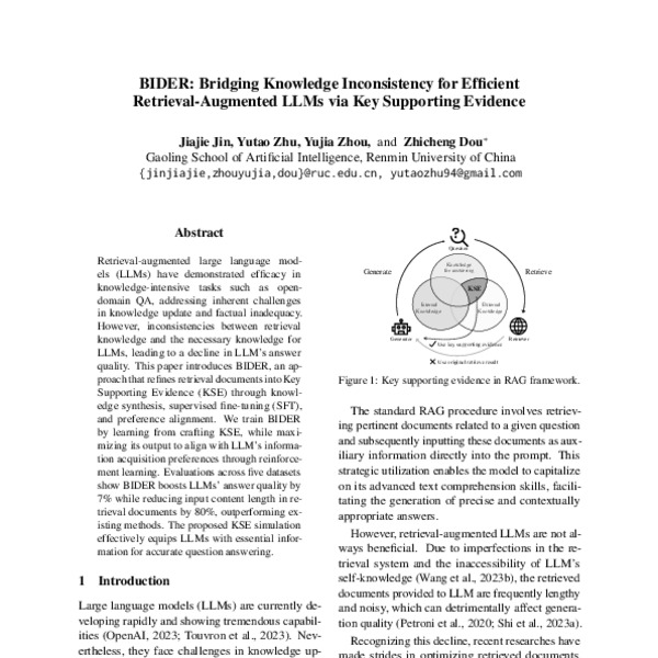 Bider Bridging Knowledge Inconsistency For Efficient Retrieval