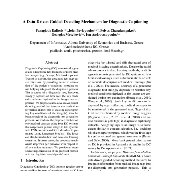A Data-Driven Guided Decoding Mechanism for Diagnostic Captioning - ACL Anthology