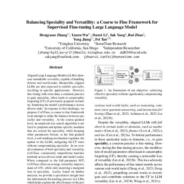 Balancing Speciality and Versatility: a Coarse to Fine Framework for Supervised Fine-tuning ...