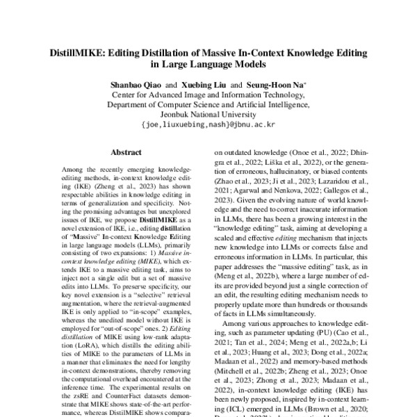 DistillMIKE: Editing Distillation of Massive In-Context Knowledge ...