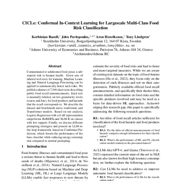 CICLe: Conformal In-Context Learning for Largescale Multi-Class Food Risk Classification - ACL ...
