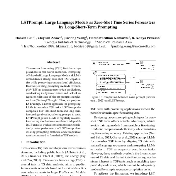 LSTPrompt: Large Language Models as Zero-Shot Time Series Forecasters by Long-Short-Term ...