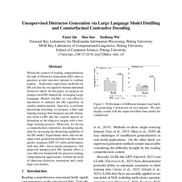 Unsupervised Distractor Generation via Large Language Model Distilling and Counterfactual ...