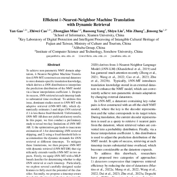 Efficient k-Nearest-Neighbor Machine Translation with Dynamic Retrieval ...