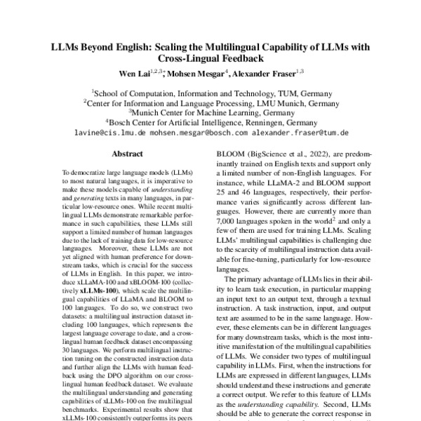 Llms Beyond English Scaling The Multilingual Capability Of Llms With Cross Lingual Feedback