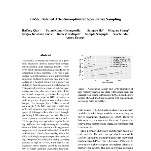 BASS: Batched Attention-optimized Speculative Sampling - ACL Anthology