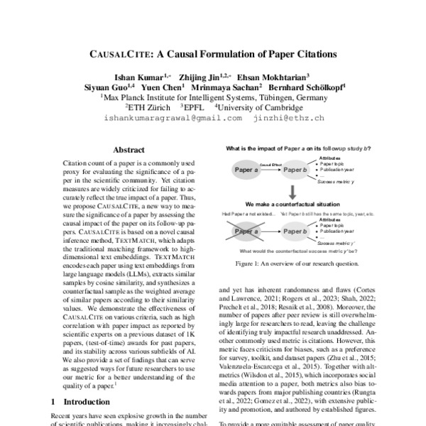 CausalCite: A Causal Formulation of Paper Citations - ACL Anthology