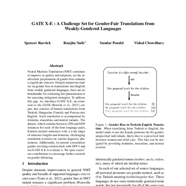 GATE X-E : A Challenge Set for Gender-Fair Translations from Weakly ...