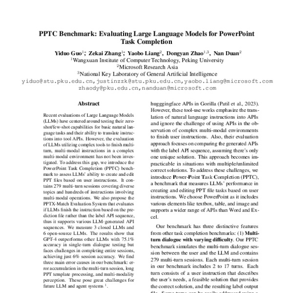 PPTC Benchmark: Evaluating Large Language Models for PowerPoint Task Completion - ACL Anthology