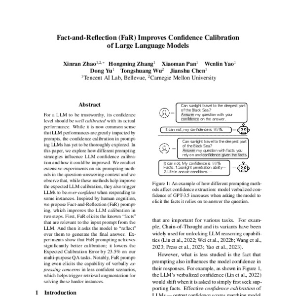 Fact-and-Reflection (FaR) Improves Confidence Calibration of Large Language Models - ACL Anthology