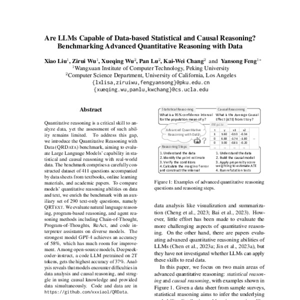Are LLMs Capable of Data-based Statistical and Causal Reasoning? Benchmarking Advanced ...