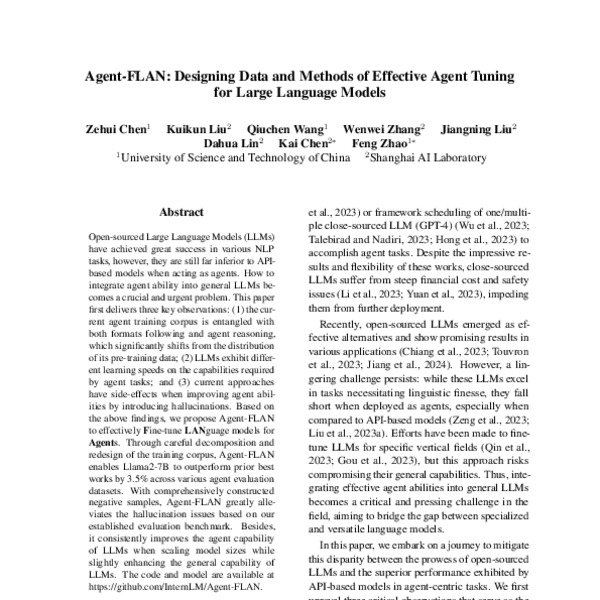 Agent-FLAN: Designing Data and Methods of Effective Agent Tuning for ...