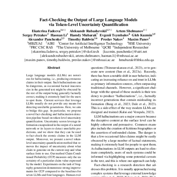 Fact Checking The Output Of Large Language Models Via Token Level