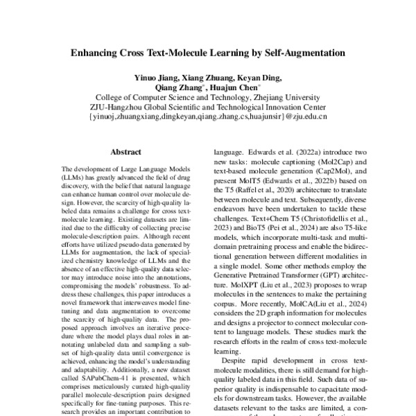Enhancing Cross Text Molecule Learning By Self Augmentation Acl Anthology