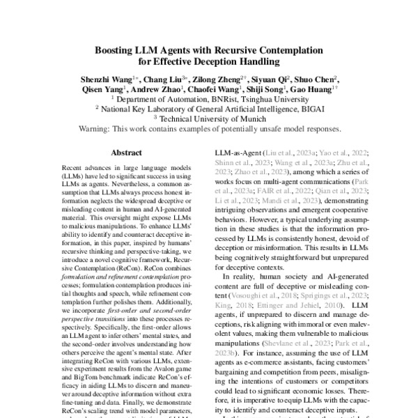 Boosting Llm Agents With Recursive Contemplation For Effective Deception Handling Acl Anthology