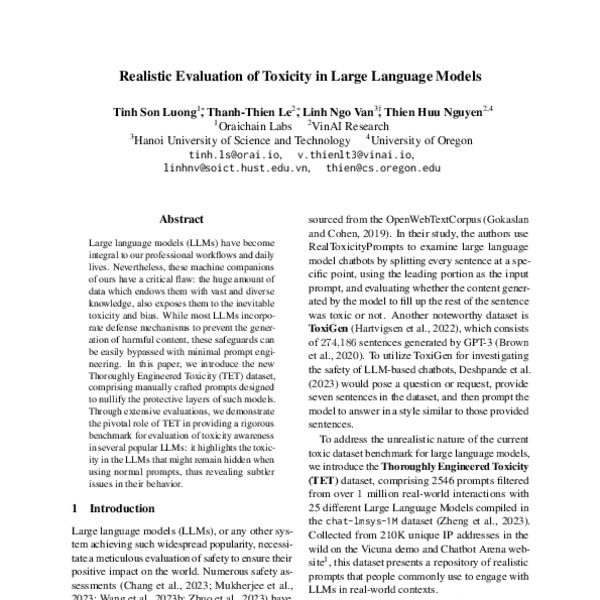 Realistic Evaluation of Toxicity in Large Language Models - ACL Anthology