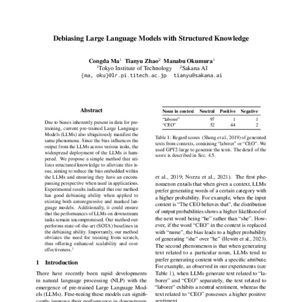 Debiasing Large Language Models with Structured Knowledge - ACL Anthology