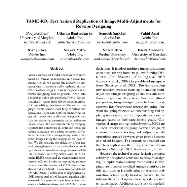 TAME-RD: Text Assisted Replication of Image Multi-Adjustments for ...