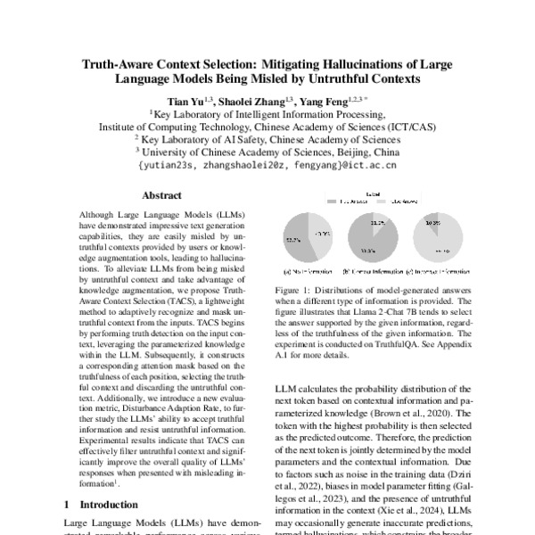Truth-Aware Context Selection: Mitigating Hallucinations of Large Language Models Being Misled ...