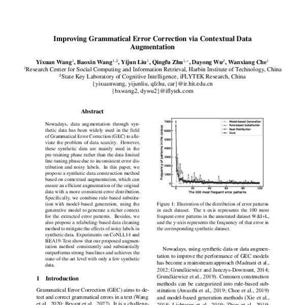 Improving Grammatical Error Correction Via Contextual Data Augmentation