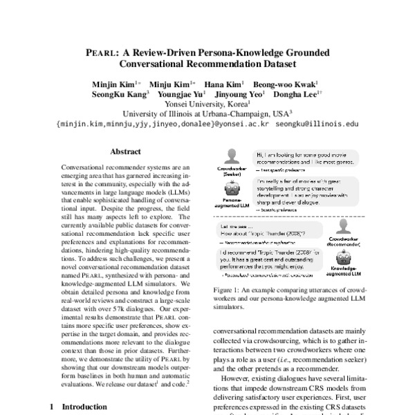 Pearl: A Review-driven Persona-Knowledge Grounded Conversational Recommendation Dataset - ACL ...