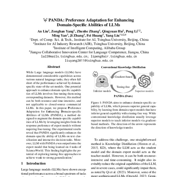 PANDA: Preference Adaptation for Enhancing Domain-Specific Abilities of LLMs - ACL Anthology