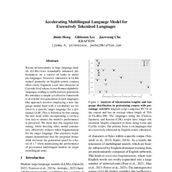 Accelerating Multilingual Language Model for Excessively Tokenized Languages - ACL Anthology