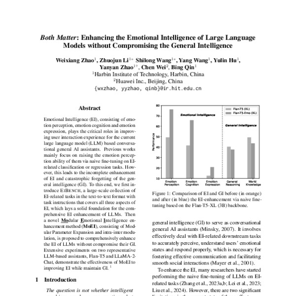 Both Matter: Enhancing the Emotional Intelligence of Large Language Models without Compromising ...