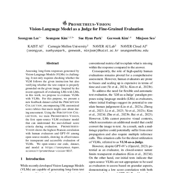 Prometheus-Vision: Vision-Language Model as a Judge for Fine-Grained Evaluation - ACL Anthology