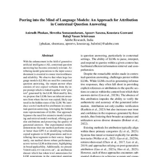 Peering Into The Mind Of Language Models An Approach For Attribution In Contextual Question