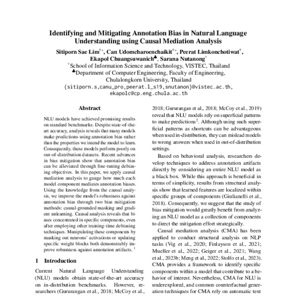 Identifying and Mitigating Annotation Bias in Natural Language Understanding using Causal ...
