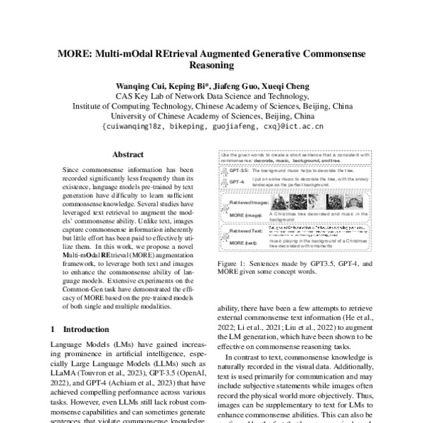 More Multi Modal Retrieval Augmented Generative Commonsense Reasoning Acl Anthology
