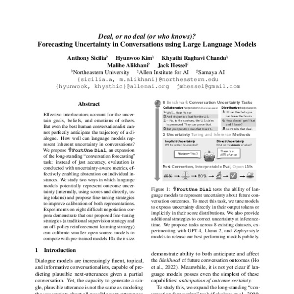 Deal, or no deal (or who knows)? Forecasting Uncertainty in Conversations using Large Language ...