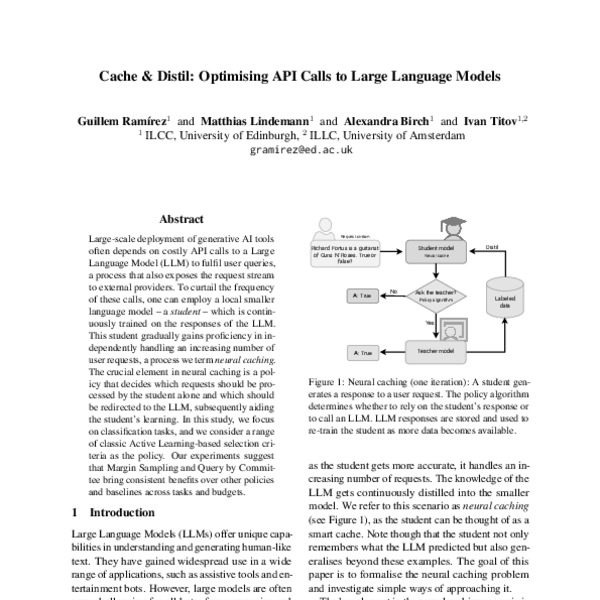 Cache & Distil: Optimising API Calls to Large Language Models - ACL Anthology