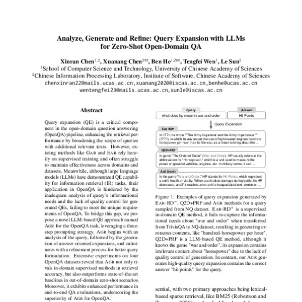 Analyze Generate And Refine Query Expansion With Llms For Zero Shot Open Domain Qa Acl Anthology