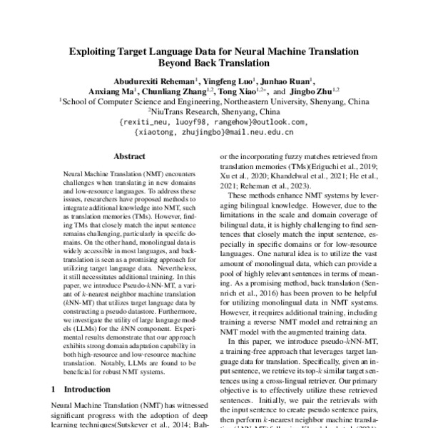 Exploiting Target Language Data For Neural Machine Translation Beyond