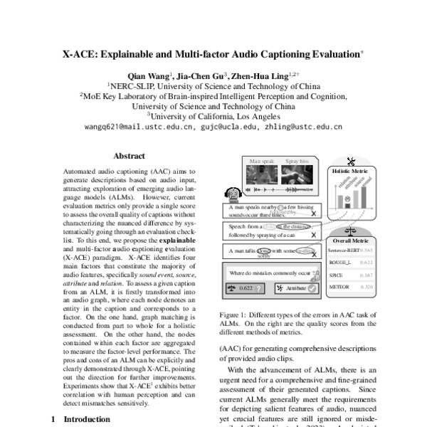 X-ACE: Explainable and Multi-factor Audio Captioning Evaluation - ACL Anthology
