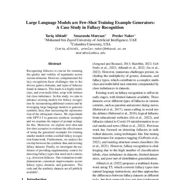 Large Language Models are Few-Shot Training Example Generators: A Case Study in Fallacy ...