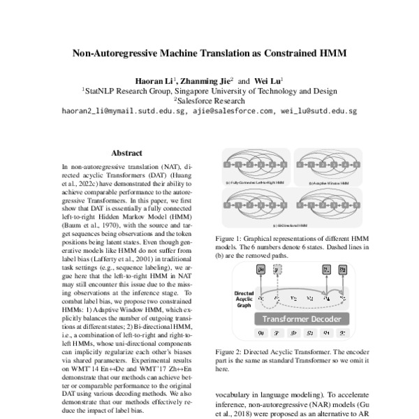 Non-Autoregressive Machine Translation as Constrained HMM - ACL Anthology