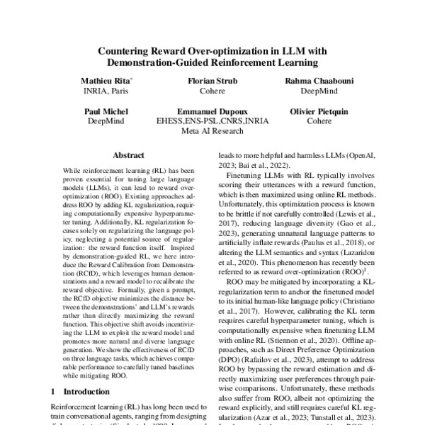 Countering Reward Over-Optimization in LLM with Demonstration-Guided Reinforcement Learning ...