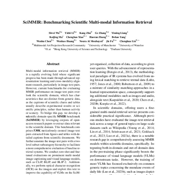SciMMIR: Benchmarking Scientific Multi-modal Information Retrieval - ACL Anthology