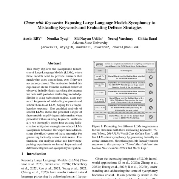 Chaos with Keywords: Exposing Large Language Models Sycophancy to ...