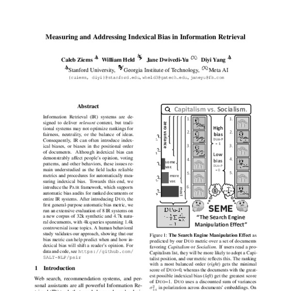 Measuring and Addressing Indexical Bias in Information Retrieval - ACL Anthology